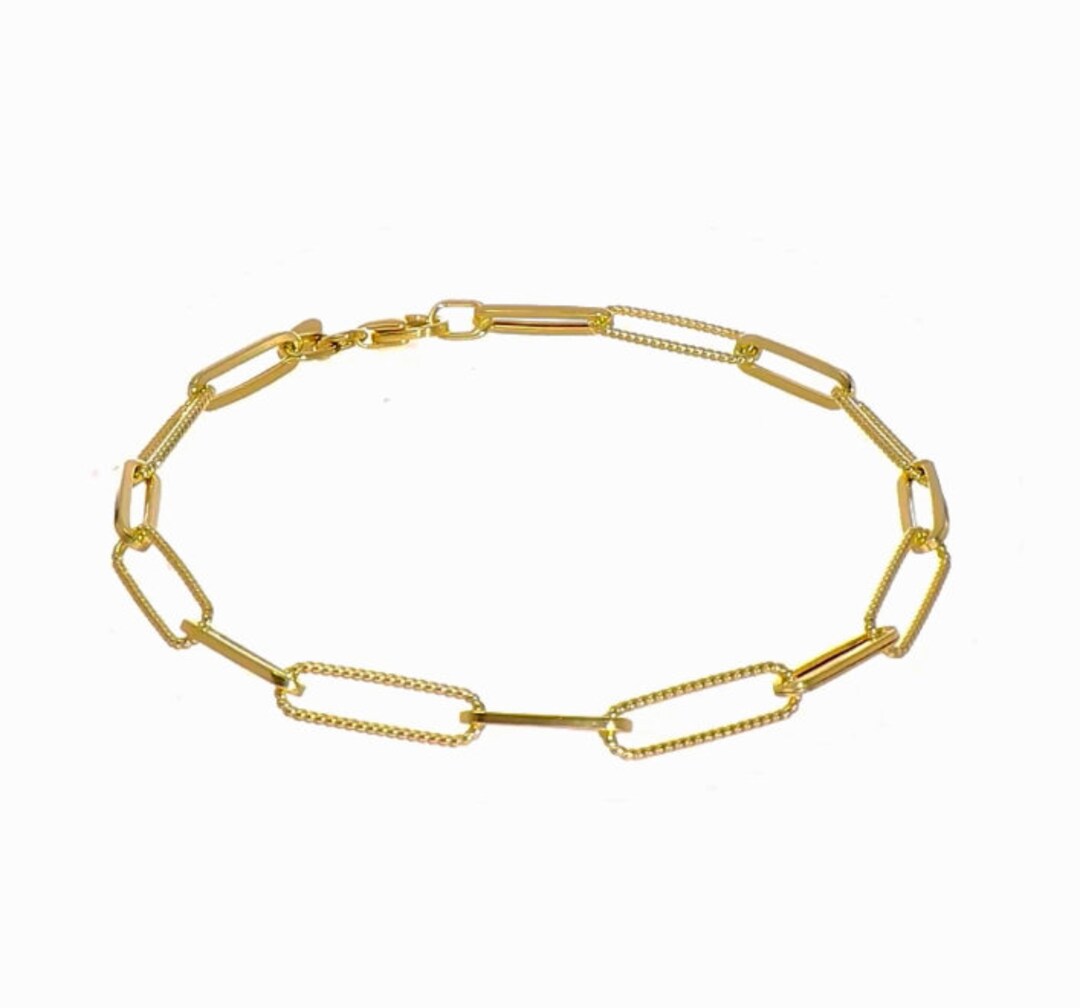 14k Yellow Gold Paperclip High-end Dainty Minimalist Rope Style Link ...