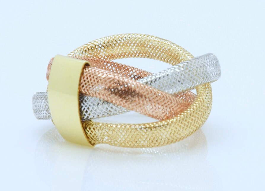 14k Tricolor Three Tone Gold Yellow Whitepink Classy Cocktail Statement ...