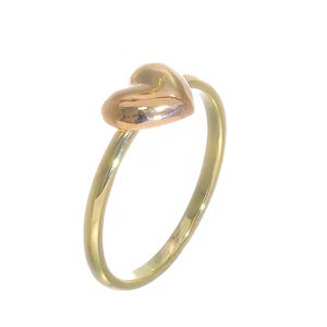 14k Solid Two Tone Puffed Heart Ring | Solid 14k Yellow and Pink Gold ...