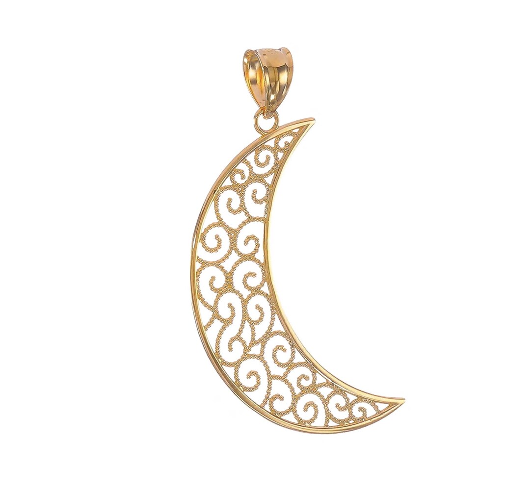 14k Solid Yellow Gold Diamond Cut Vines Teardrop Pendant Drop Charm ...