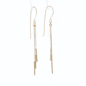 14k Yellow Gold String Dangle Chain Fine Dainty Petite Fish Hook/french ...