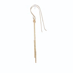 14k Yellow Gold String Dangle Chain Fine Dainty Petite Fish Hook/french ...