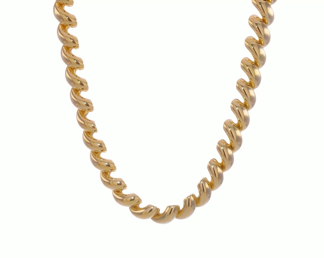 Solid 14K Yellow Gold High Polished Link Fancy San Marco Chain 17-in ...