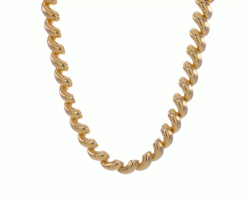 Solid 14K Yellow Gold High Polished Link Fancy San Marco Chain 17-in ...