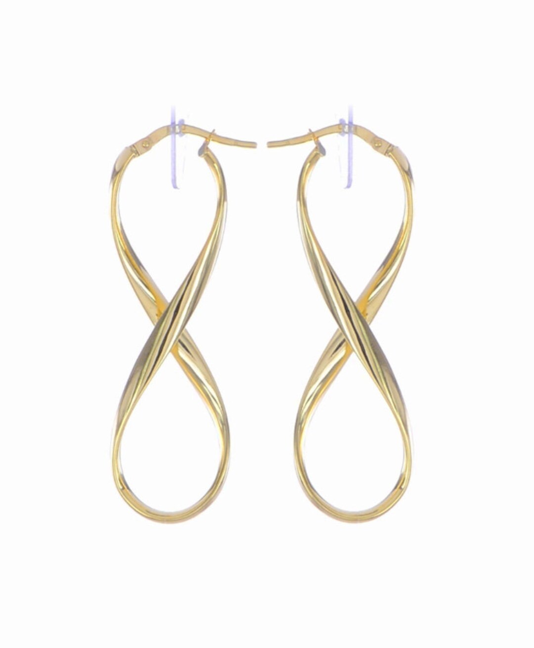 14k Yellow Gold Leverback Figure Eight 8 Infinity Classy 1-3/4-inch ...