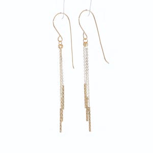 14k Yellow Gold String Dangle Chain Fine Dainty Petite Fish Hook/french ...