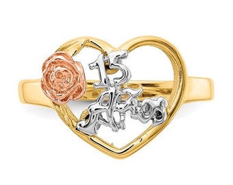 15th Birthday Gold Ring - Etsy