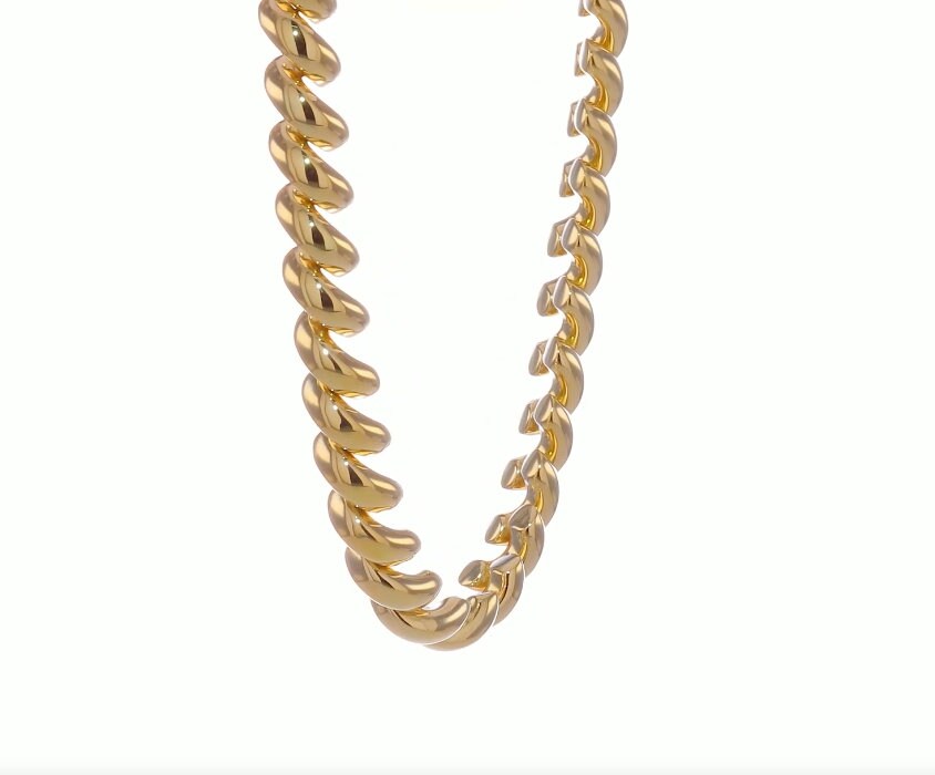 Solid 14K Yellow Gold High Polished Link Fancy San Marco Chain 17-in ...