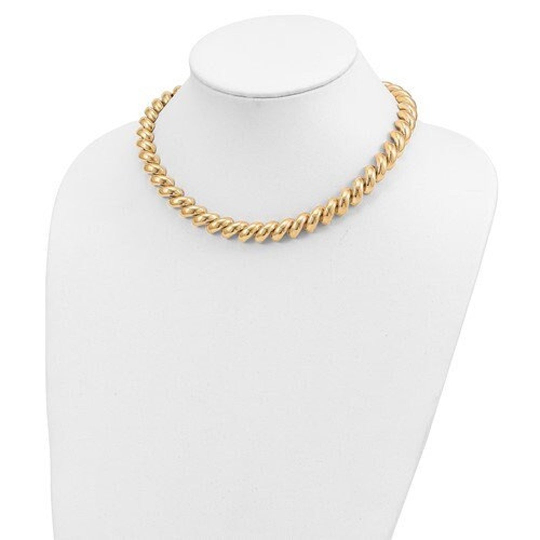 Solid 14K Yellow Gold High Polished Link Fancy San Marco Chain 17-in ...