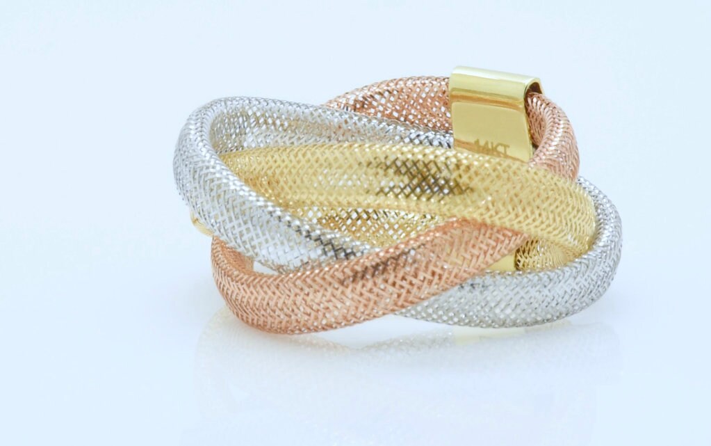 14k Tricolor Three Tone Gold Yellow Whitepink Classy Cocktail Statement ...