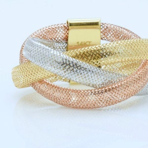 14k Tricolor Three Tone Gold Yellow Whitepink Classy Cocktail Statement ...