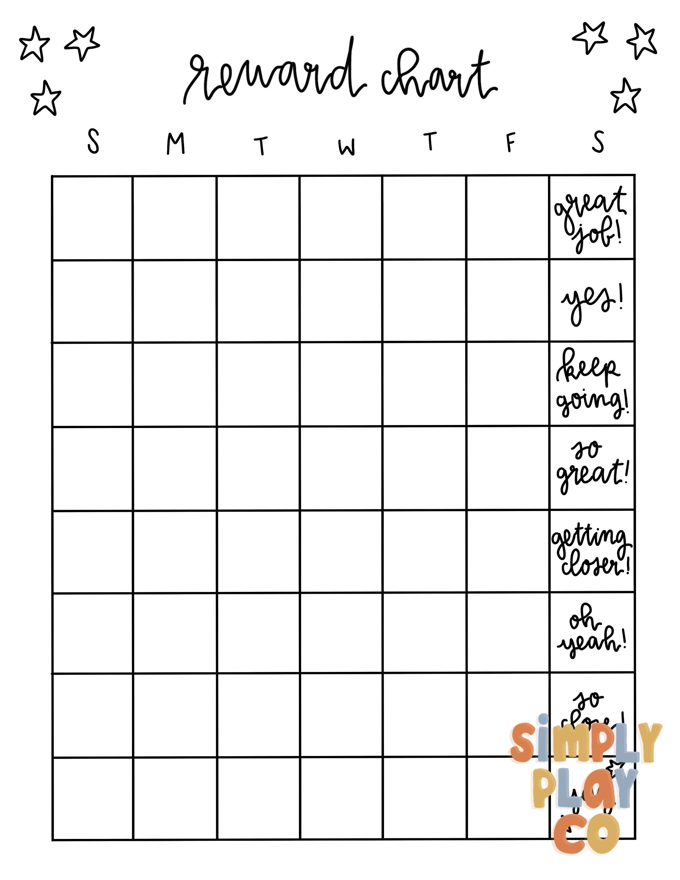 Reward Chart, Kids Goal Tracker, Kids Printable Activities, Job Chart ...
