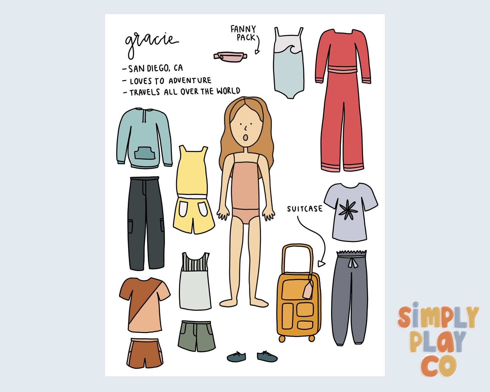 Gracie Paper Doll, Kids Activity Printable, Learn and Play, Coloring ...