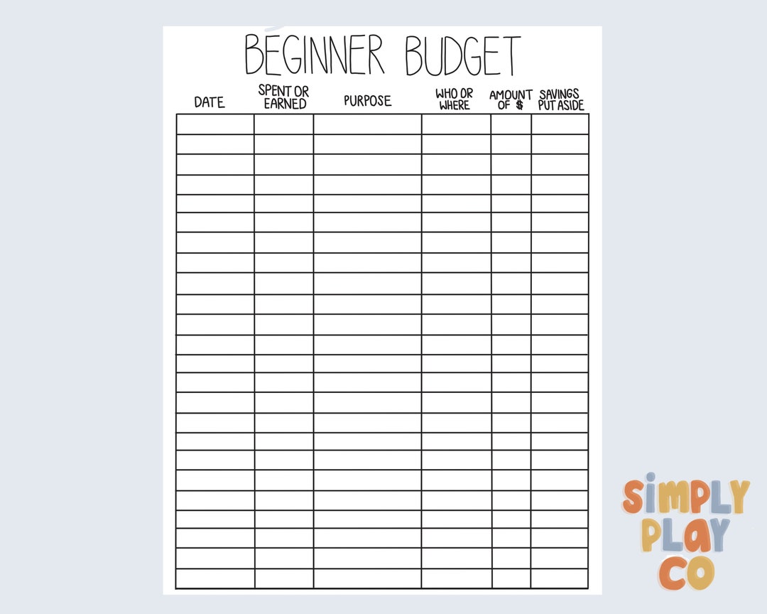 Beginner Budget for Kids, Spending Money Tracker, Kids Printable ...