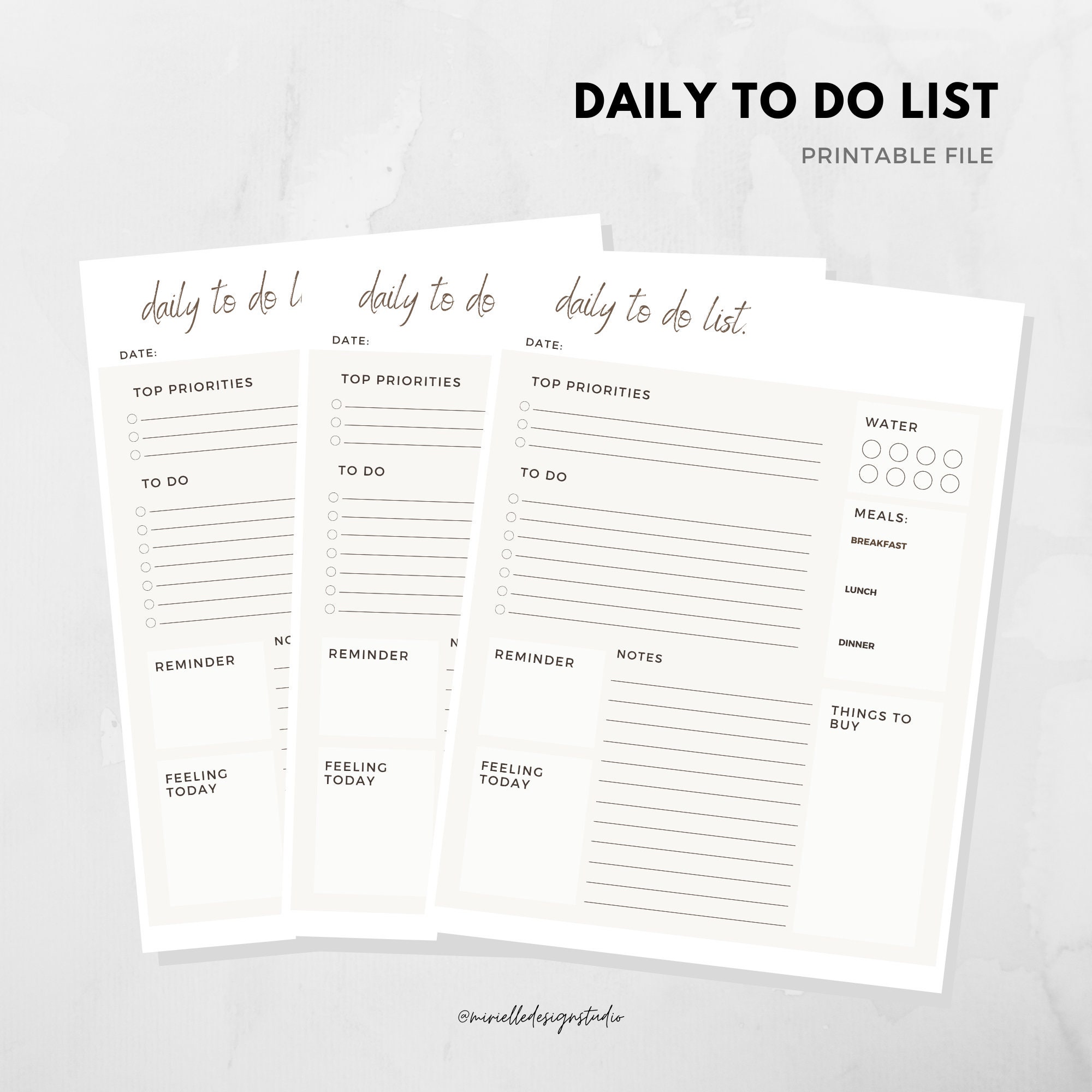 Daily to Do List Printable Checklist | Daily Planner | Minimalist ...