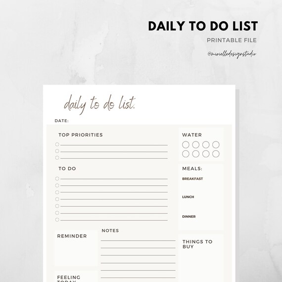 Daily to Do List Printable Checklist Daily Planner | Etsy