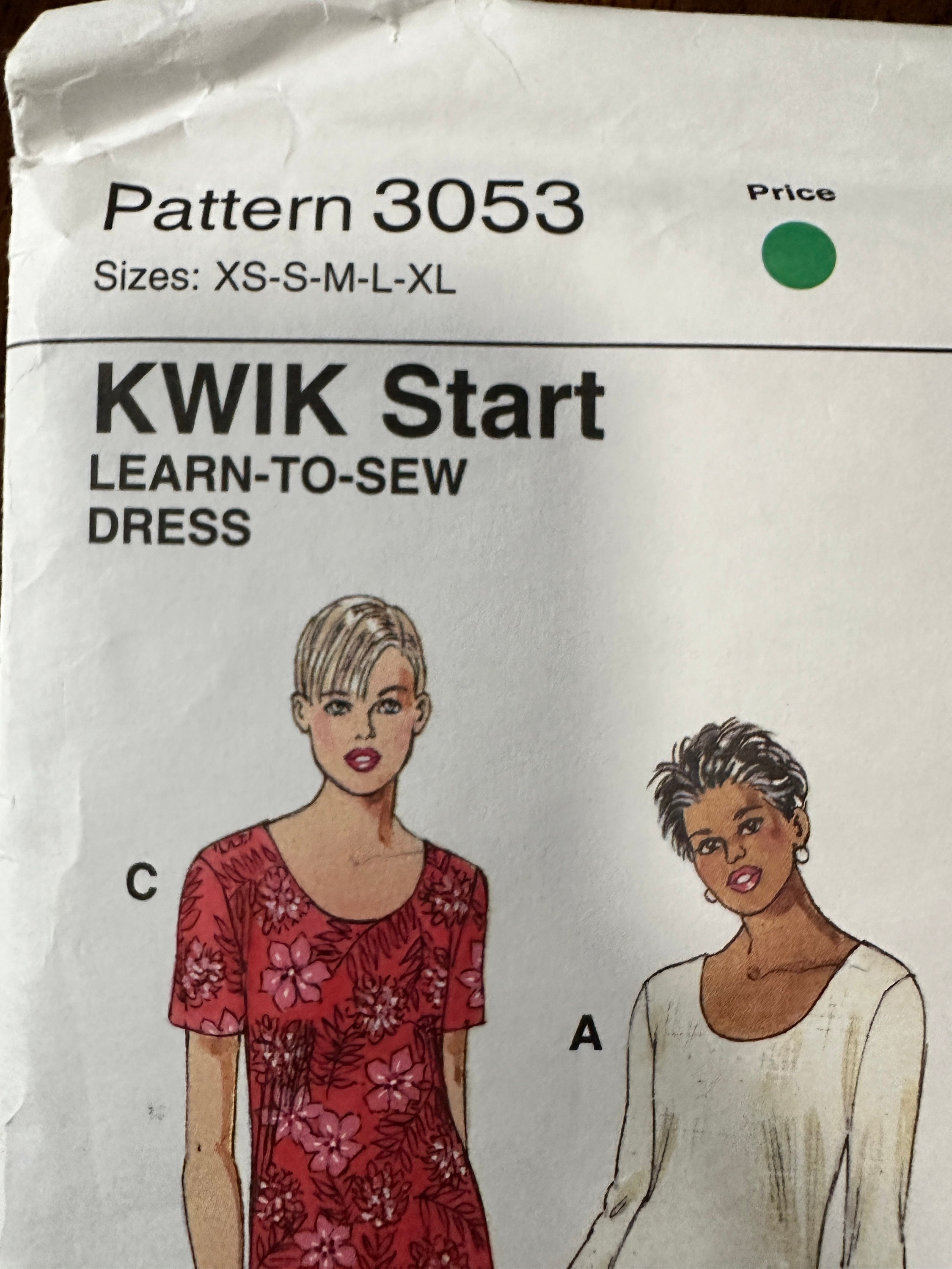 Adult Women's Kwik Sew Dress Pattern 3053 Size XS-XL Learn to Sew ...