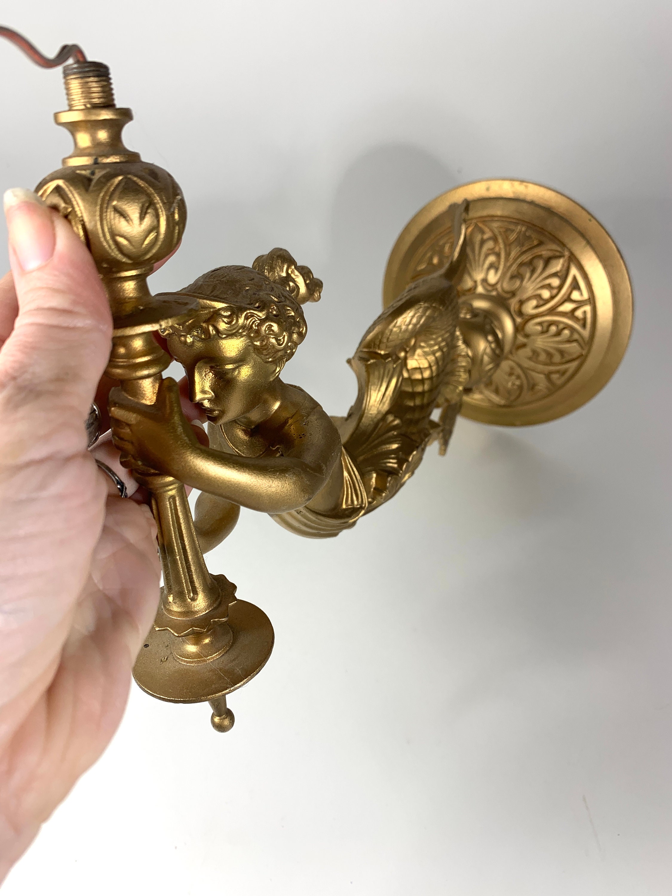 Victorian Brass Mermaid Wall Light Fixture Lamp Wall Sconce ...