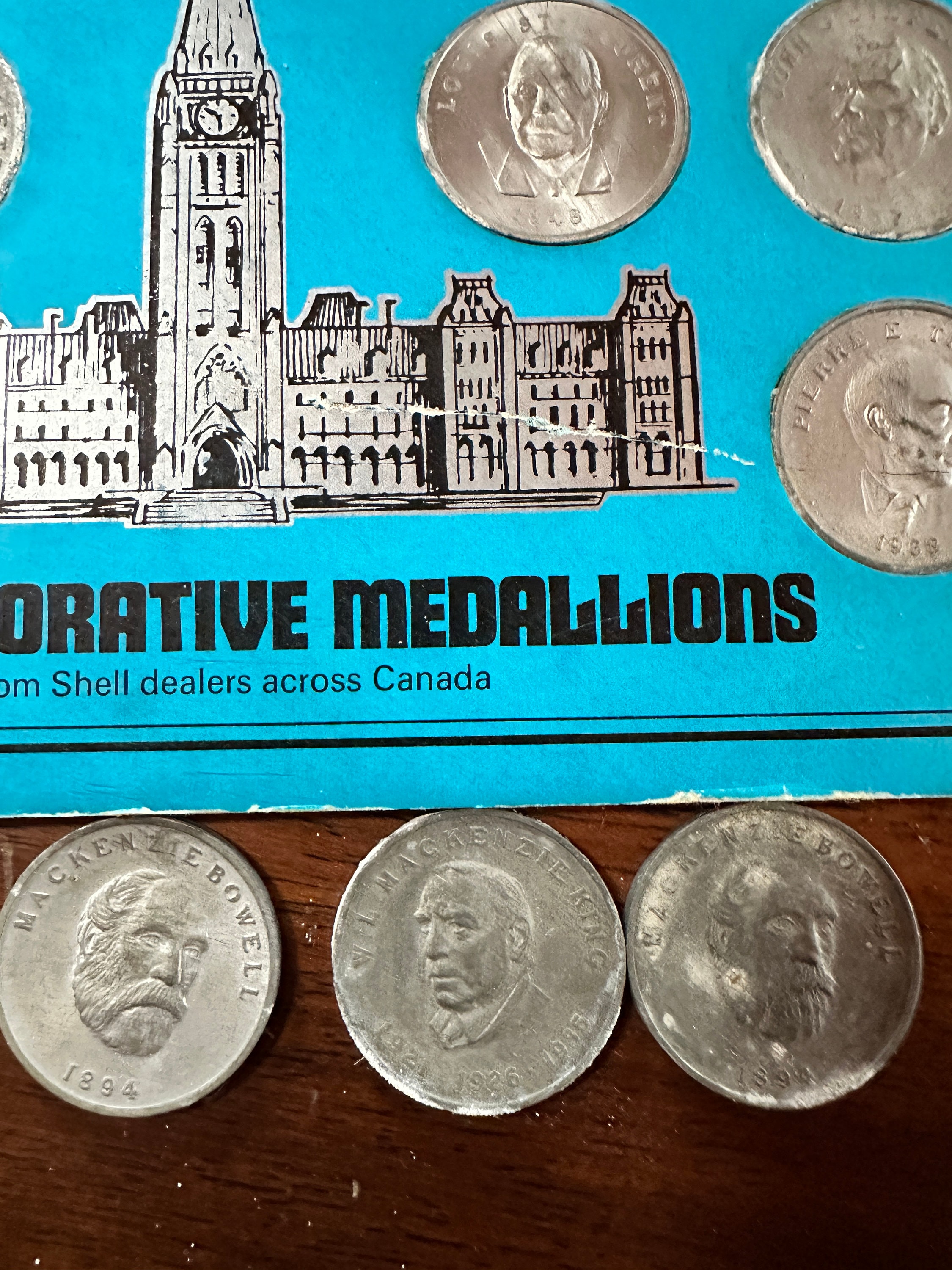 Prime Ministers of Canada Shell Medallions on Board Full Set With ...