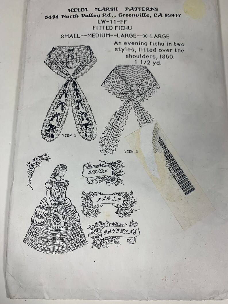 Vintage Heidi Marsh Civil War Pattern for a 1860 Fitted Fichu in Two ...