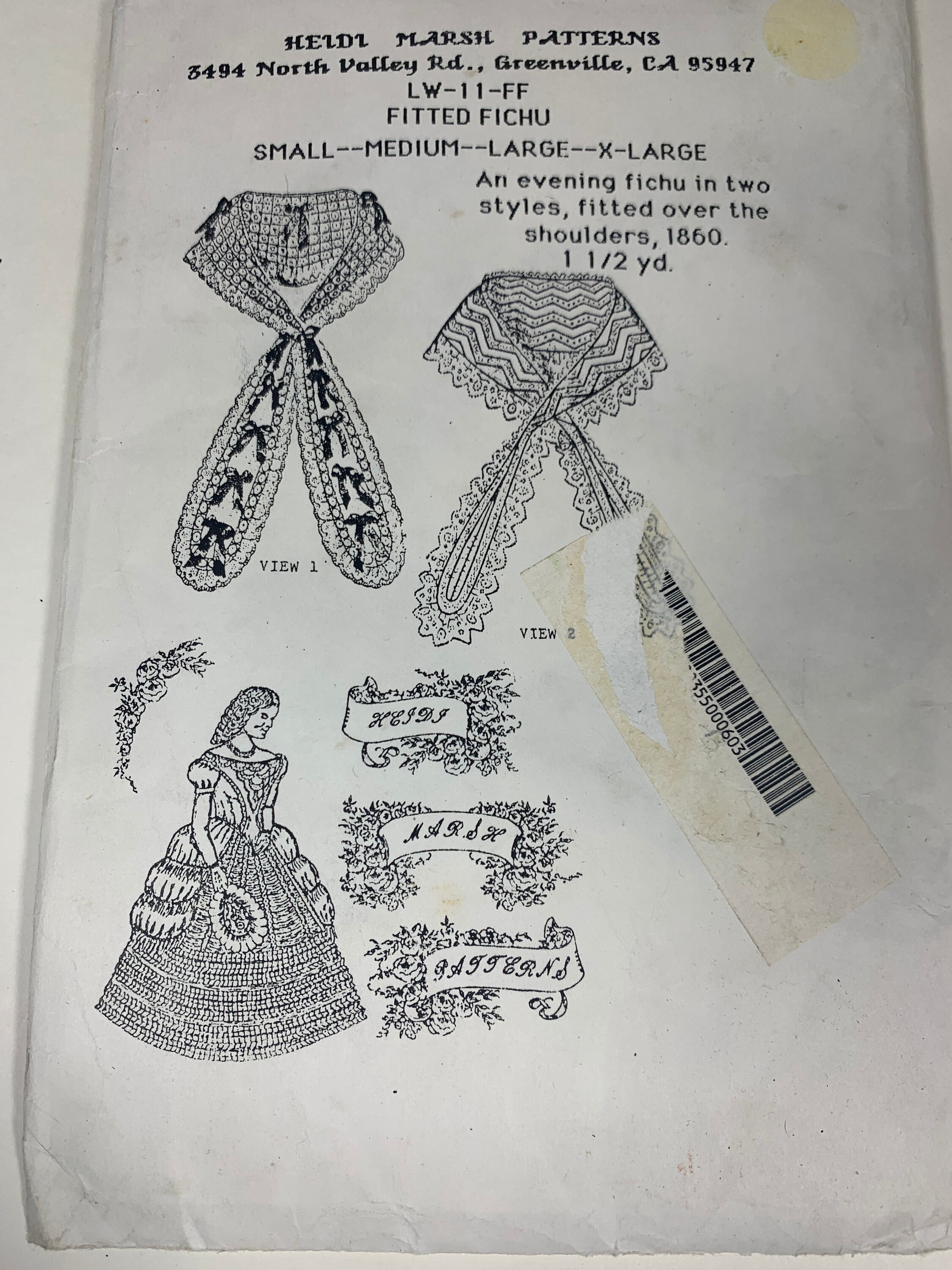 Vintage Heidi Marsh Civil War Pattern for a 1860 Fitted Fichu in Two ...