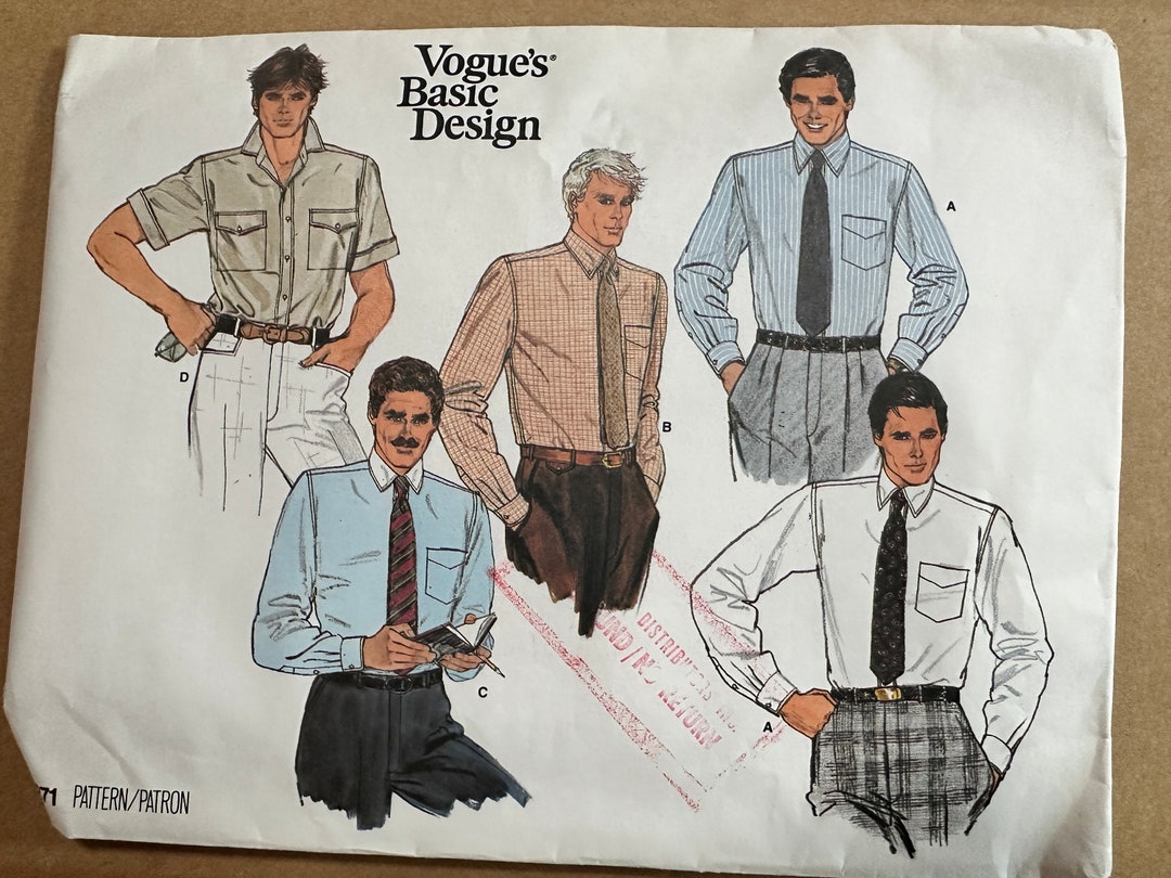 Men's Dress Shirt Pattern in Long and Short Sleeves With Pocket Vogue's ...