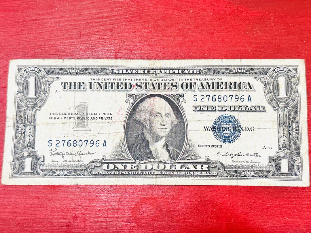 1957 B Blue Seal US One Dollar Bill Silver Certificate - Etsy