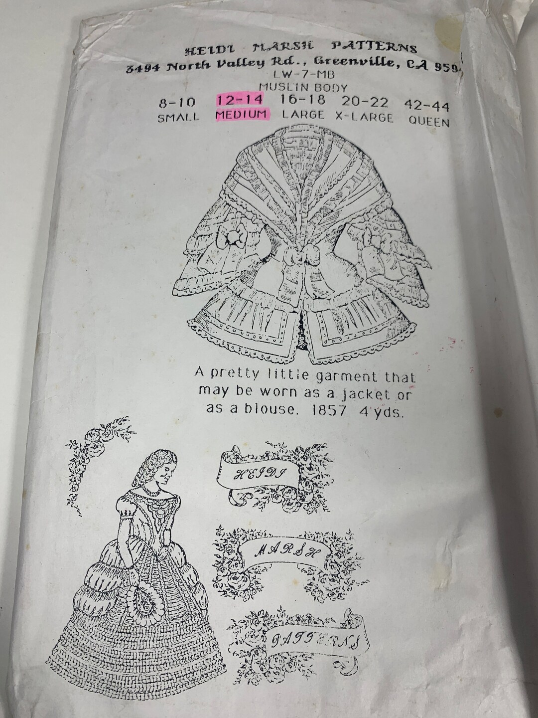 Vintage Heidi Marsh Civil War Pattern for a 1857 Muslin Body - Etsy