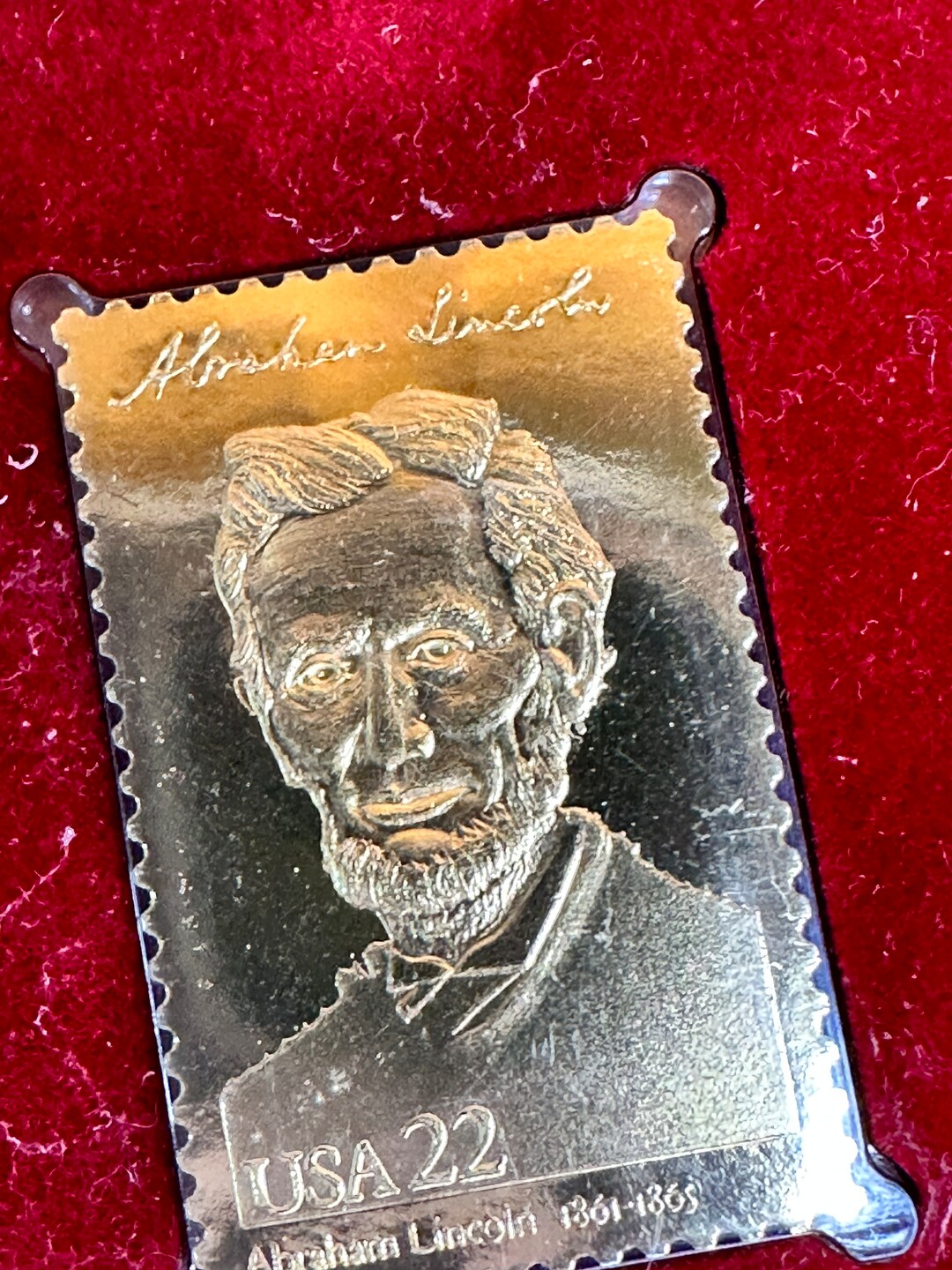 Vintage 22k Gold Proof Abraham Lincoln Replica Stamp - Etsy