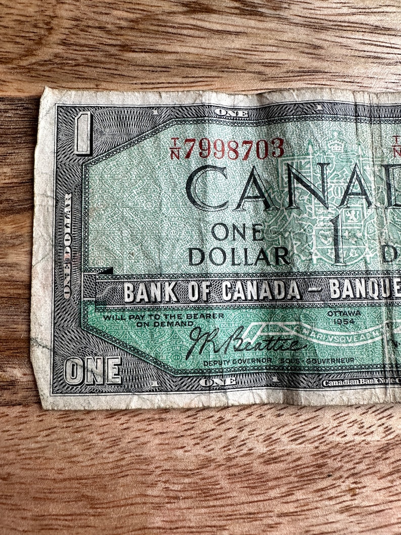 Genuine Canadian 1 One Dollar Modified Bill 1954 - Etsy Canada