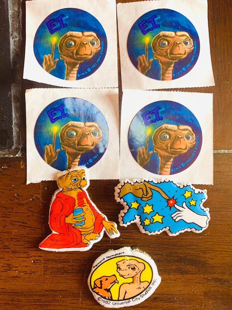 Vintage 80s ET Stickers 4 Round and 3 Puffy - Etsy
