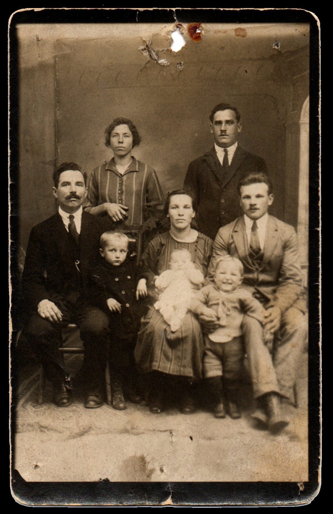 Vintage Digital Photo 1930s Family Portrait With 3 Small Children ...