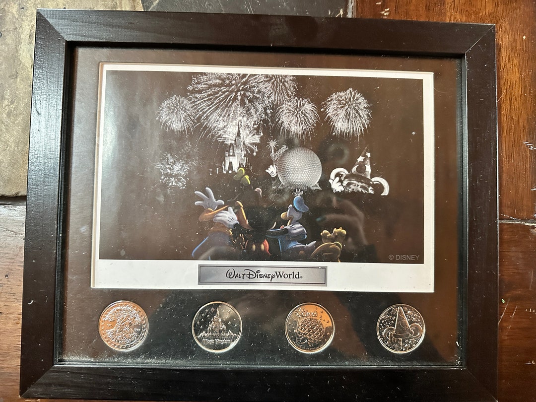 Walt Disney World Frames Set of Four Coins and Lithograph of the Four ...