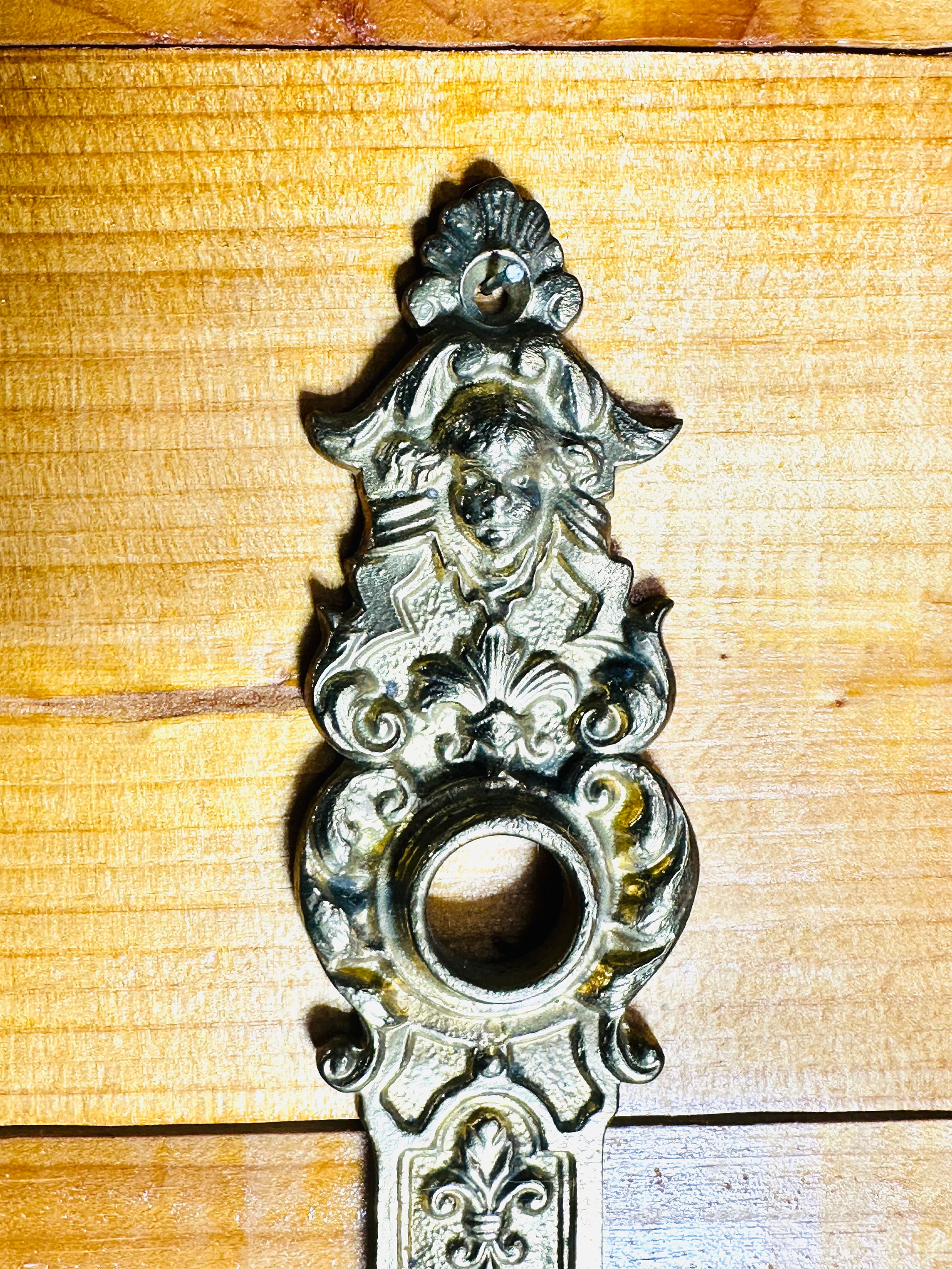 Victorian Brass Door Knob Back Plate With Cherub and Green Man - Etsy