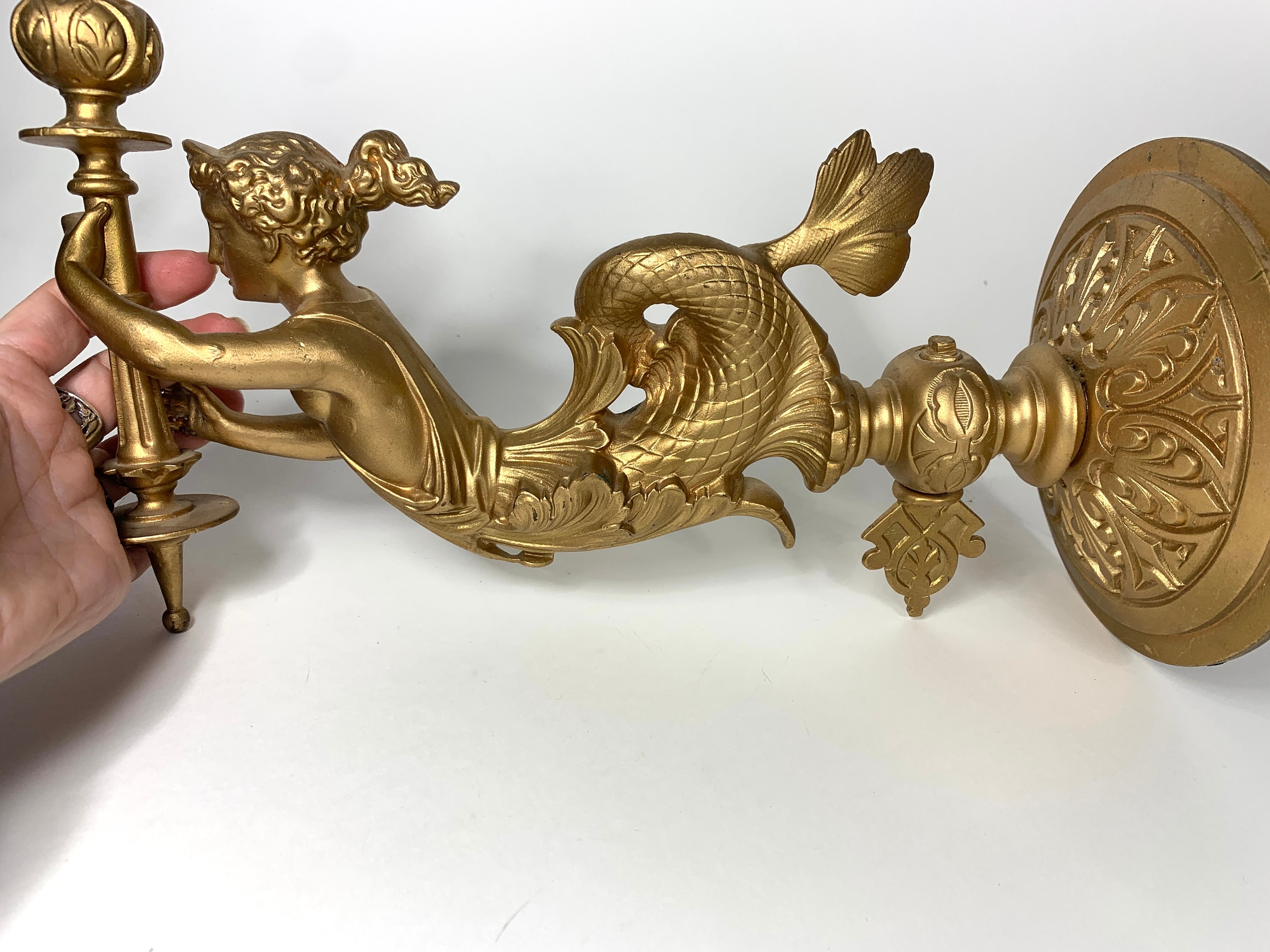Victorian Brass Mermaid Wall Light Fixture Lamp Wall Sconce ...