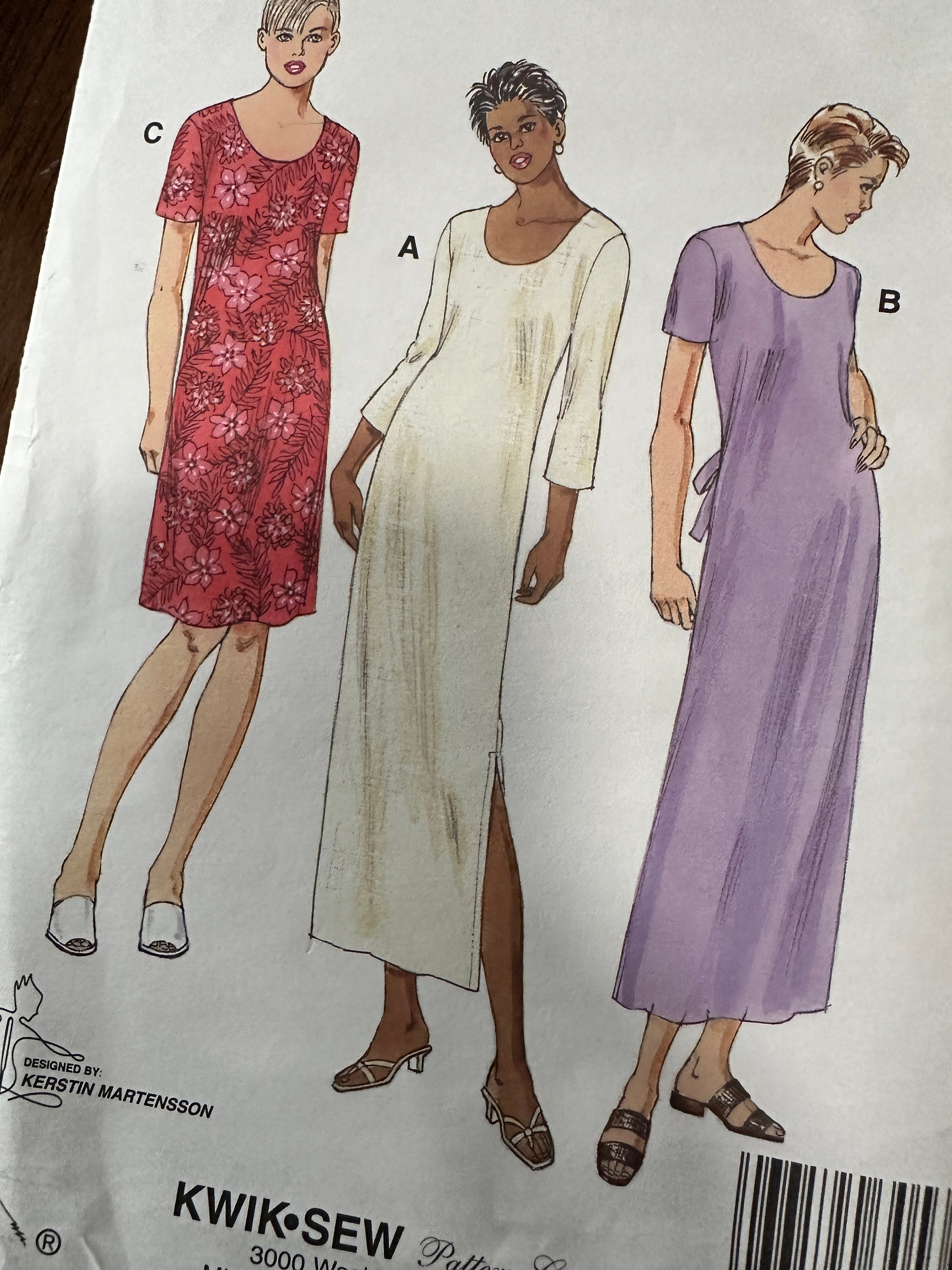 Adult Women's Kwik Sew Dress Pattern 3053 Size XS-XL Learn to Sew ...