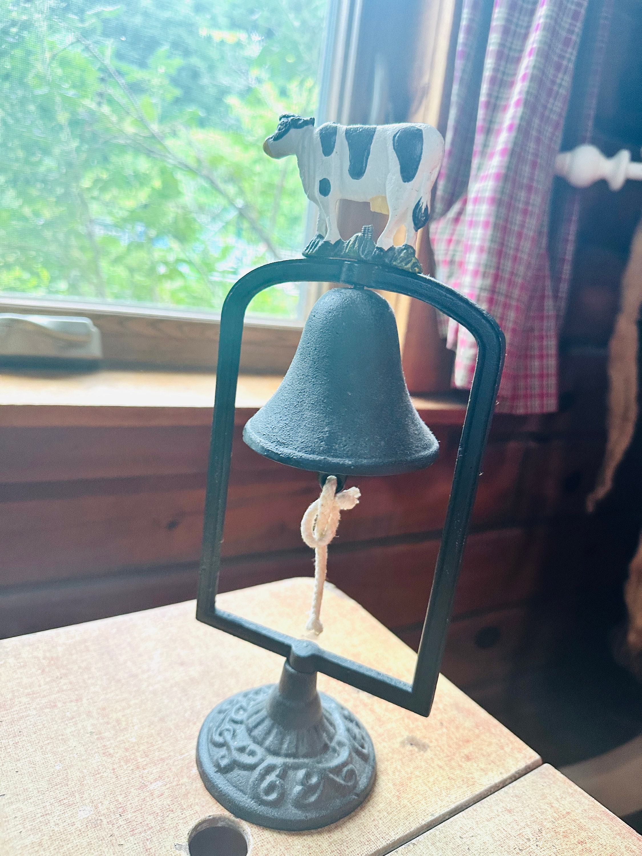 Vintage Cow Bell Stand Dinner Bell Cast Iron - Etsy
