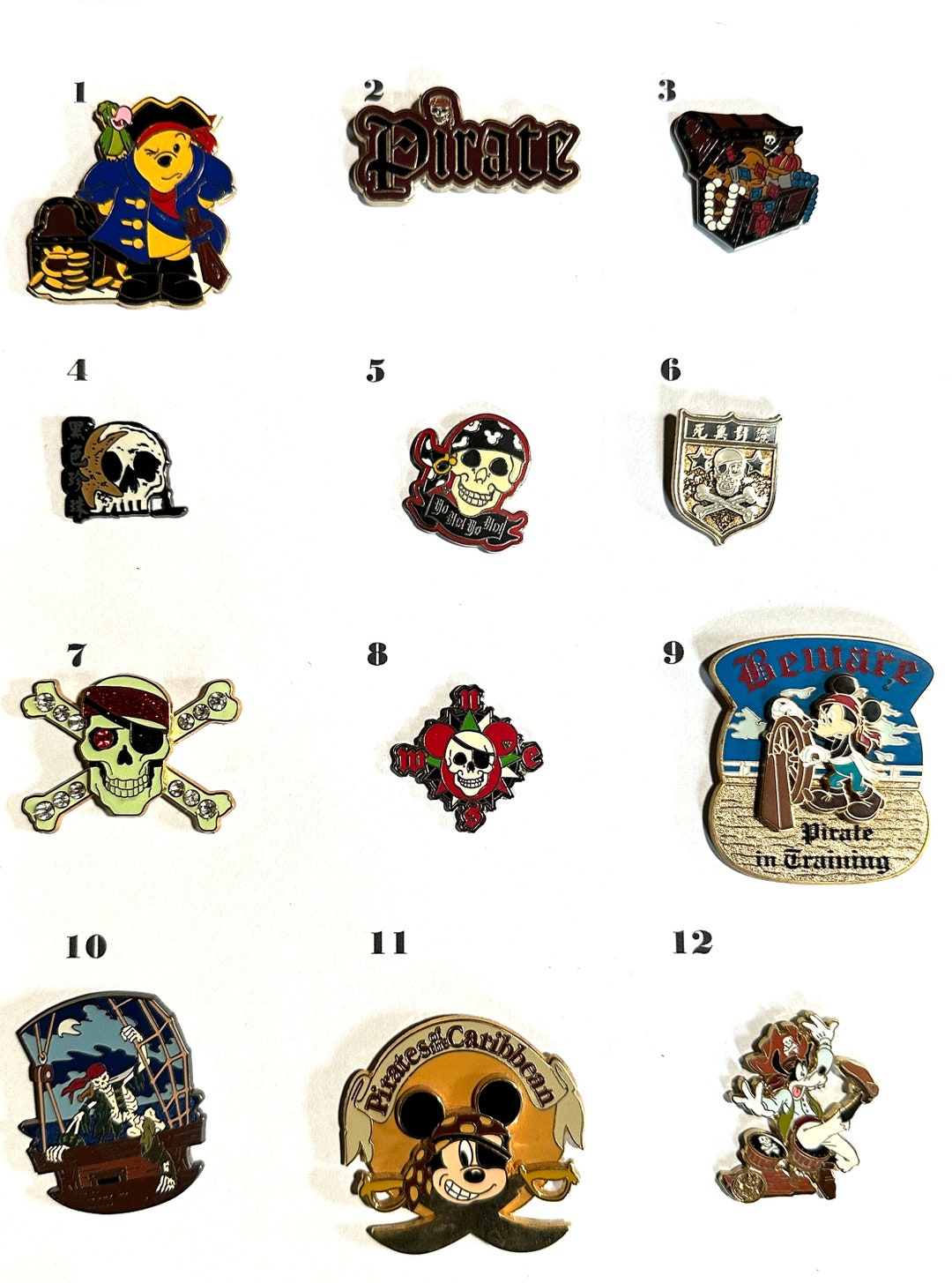 Disney Pirate Pins for Trading Make Into Jewelry or Needle Minder - Etsy