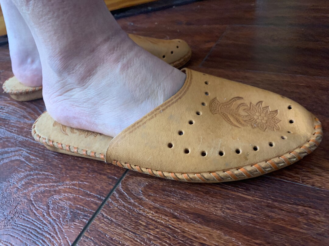 Vintage Polish Leather Slides Sandals Size 6 36 - Etsy