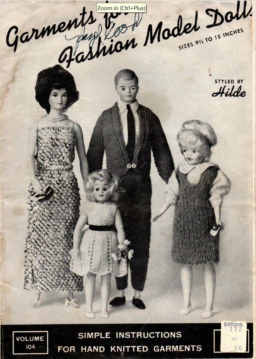 Garments for Fashion Model Doll Hilde Vintage Knitting Patterns 1964 - Etsy