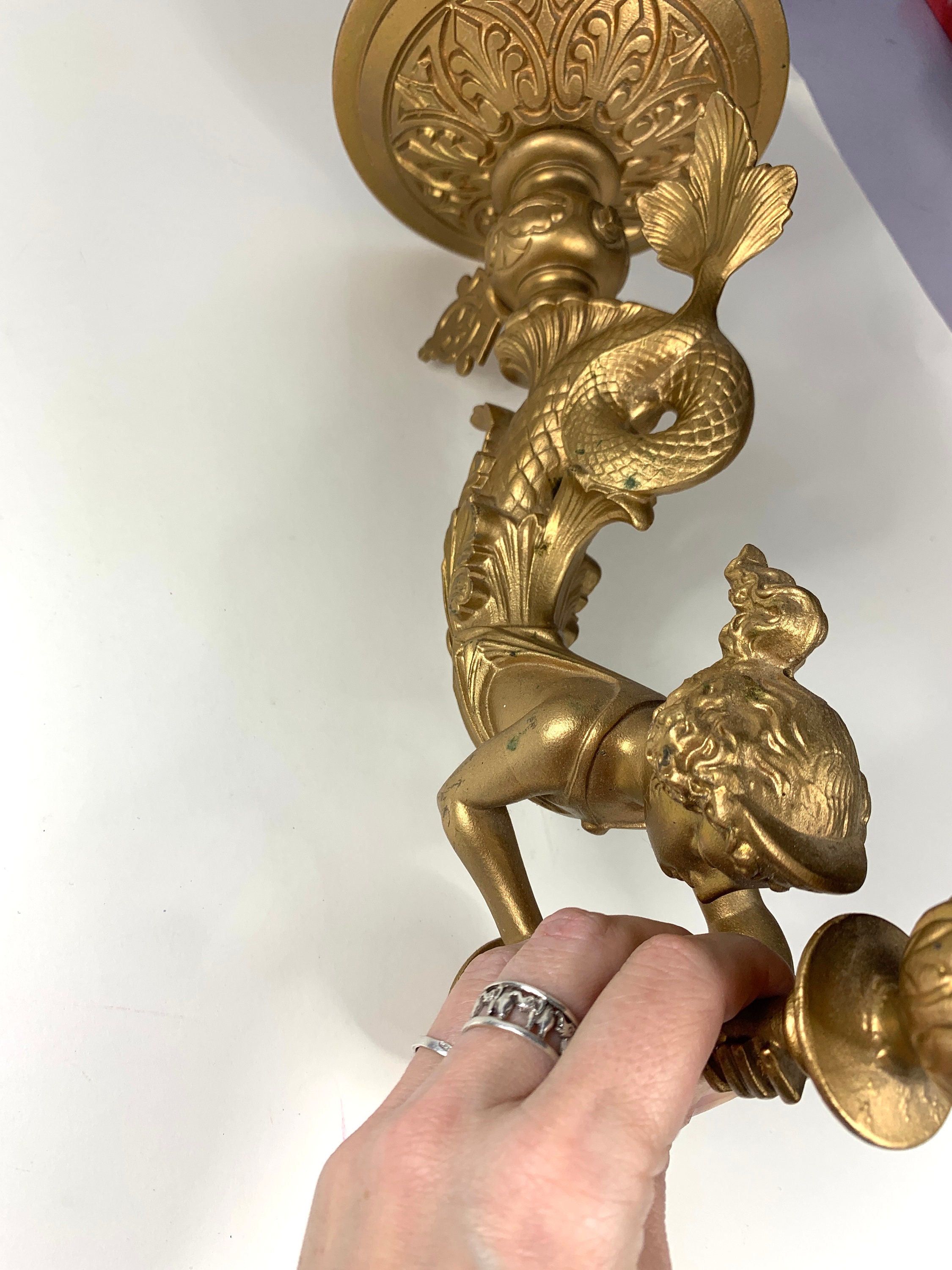 Victorian Brass Mermaid Wall Light Fixture Lamp Wall Sconce ...