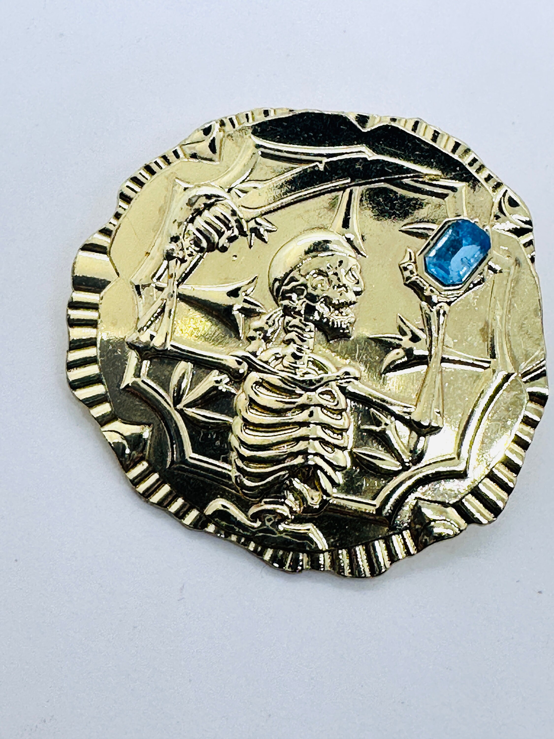 Disney Pin Pirate Coin Cursed Aztec Gold Coin Skeleton Blue Jewel ...