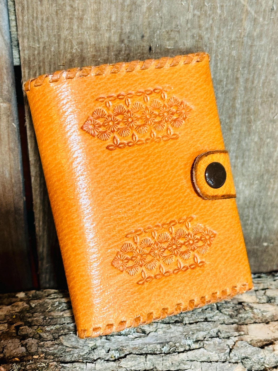 Vintage Hand Tooled Leather Billfold Wallet From Poland - Etsy