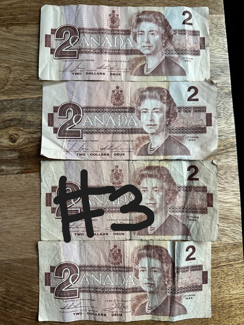 Genuine Canadian 2 Two Dollar Bills 1986 Set of 4 or 5 - Etsy Canada