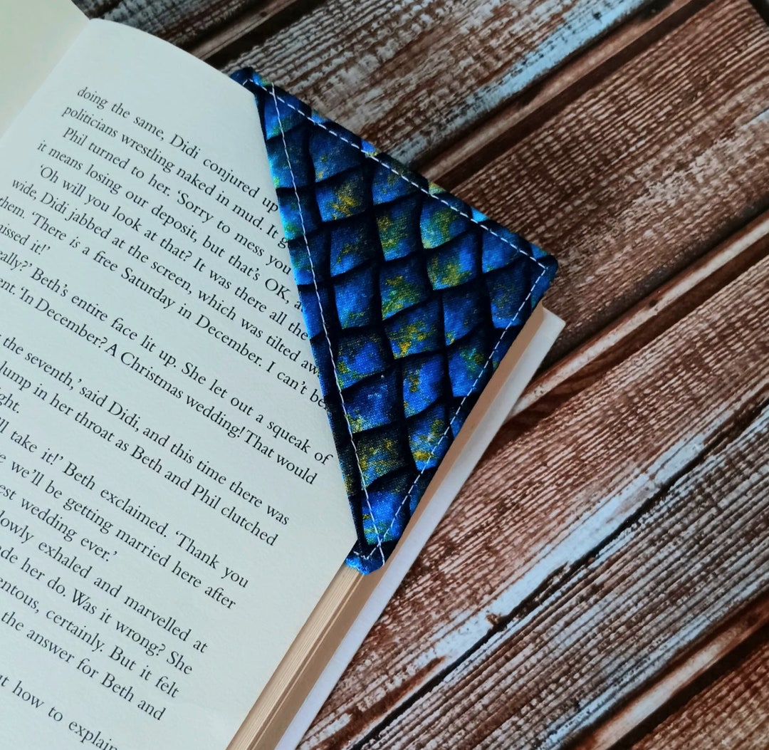Fabric Corner Bookmark, Blue Dragon Scales Pattern - Etsy