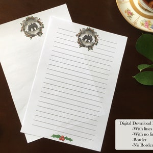 A5 Printable Holiday Raccoon Digital Paper, Instant Download Stationary ...