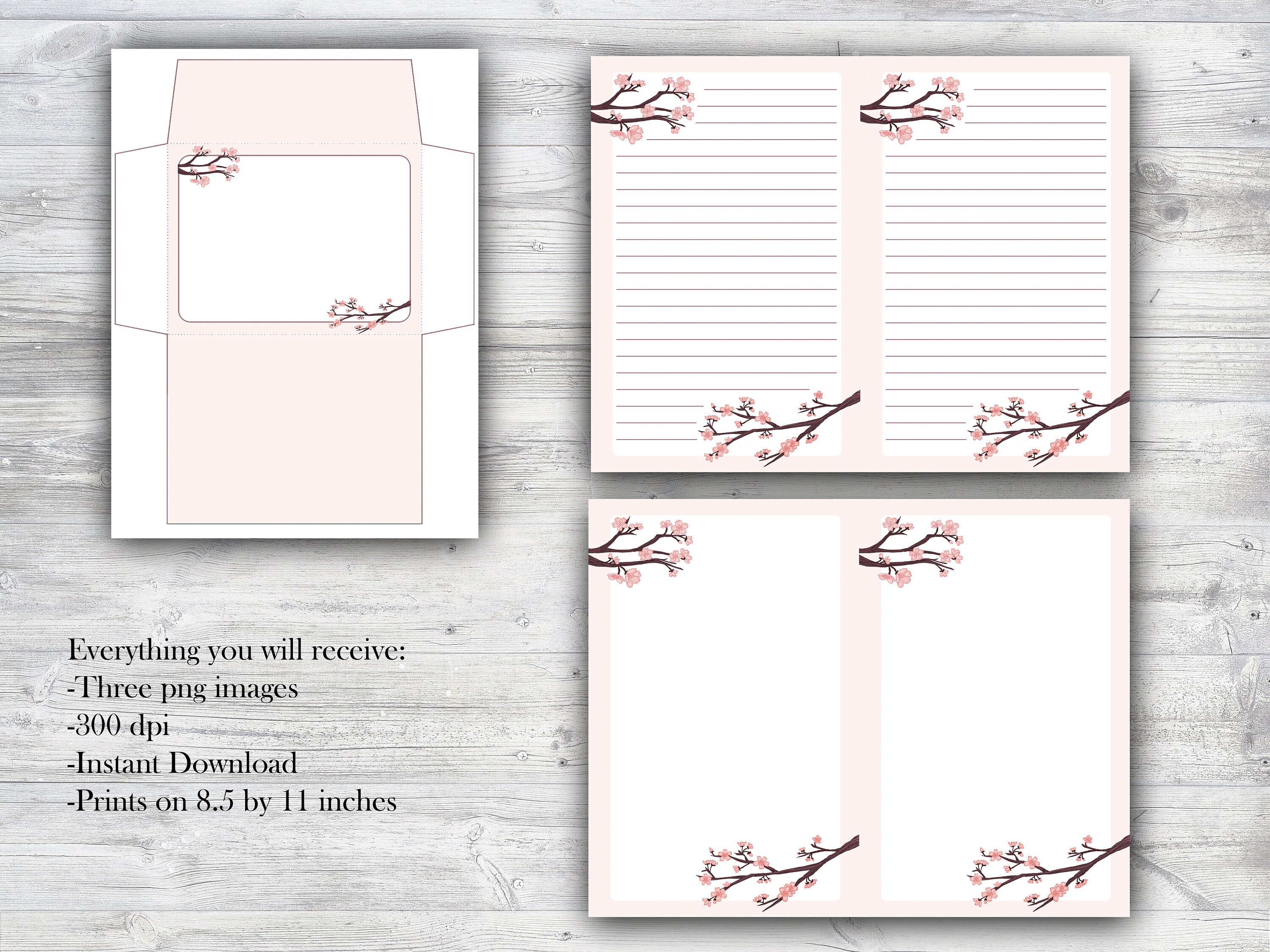 Printable Pink Cherry Blossom Digital Letter Set 2, Instant Download ...