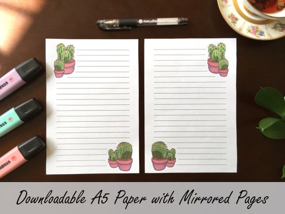 A5 Printable Cute Cactus Plant Paper Instant Download | Etsy