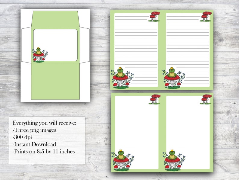 Printable Frog Prince Digital Letter Set, Instant Download Stationary ...