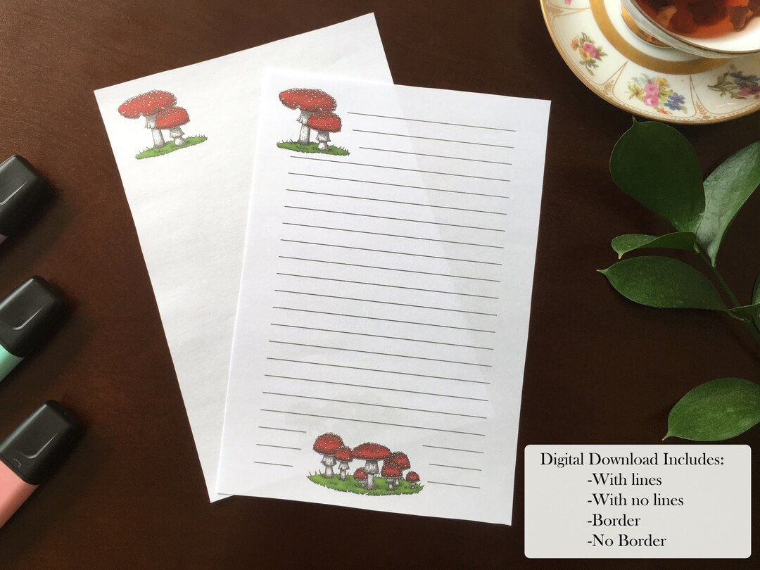 A5 Printable Red Poisonous Mushroom Paper, Instant Download Stationary ...